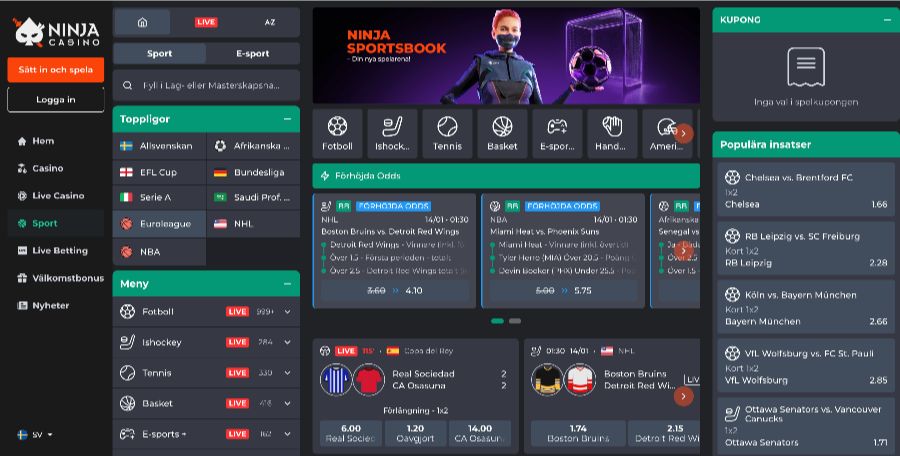 Ninja Casino recension - Spela med stort spelutbud